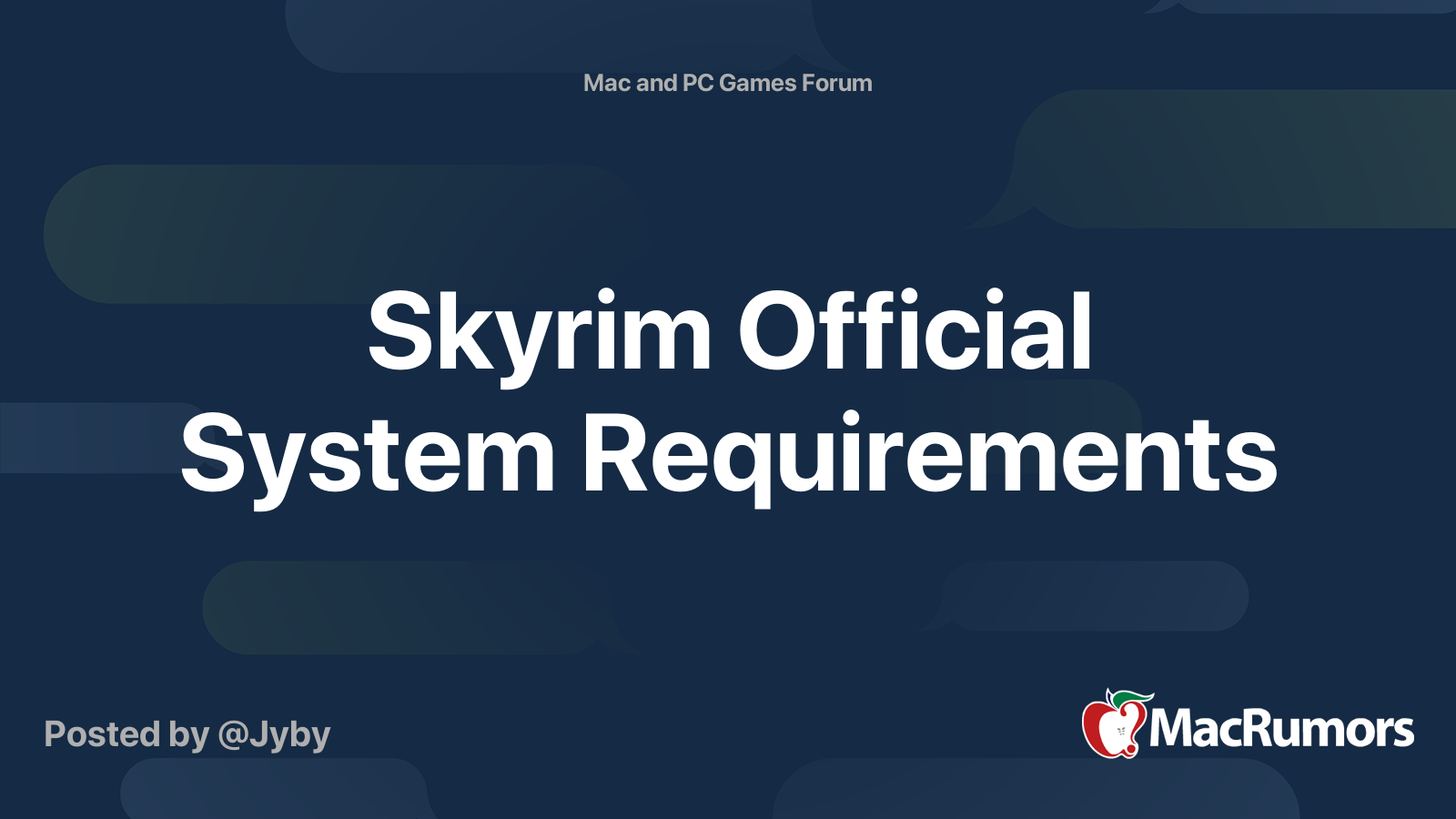 Skyrim Official System Requirements | MacRumors Forums