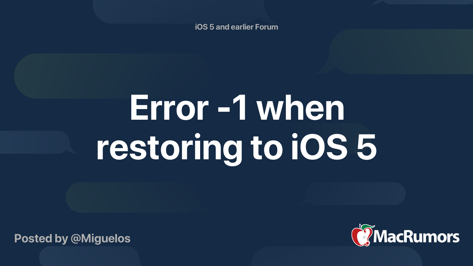 Error -1 when restoring to iOS 5 | MacRumors Forums