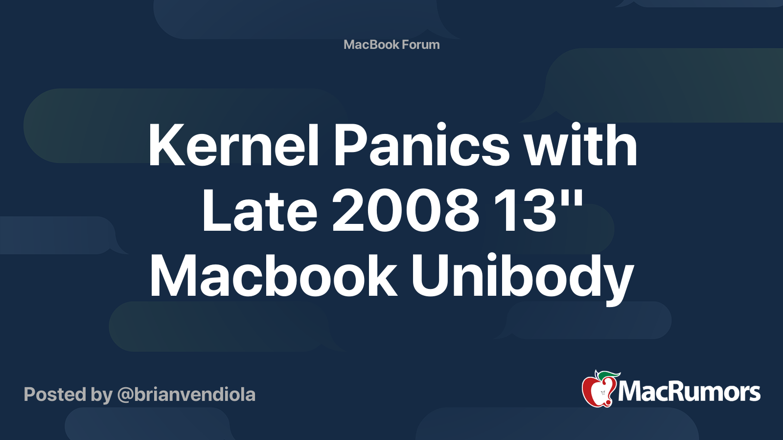 Kernel Panics with Late 2008 13" Macbook Unibody | MacRumors Forums