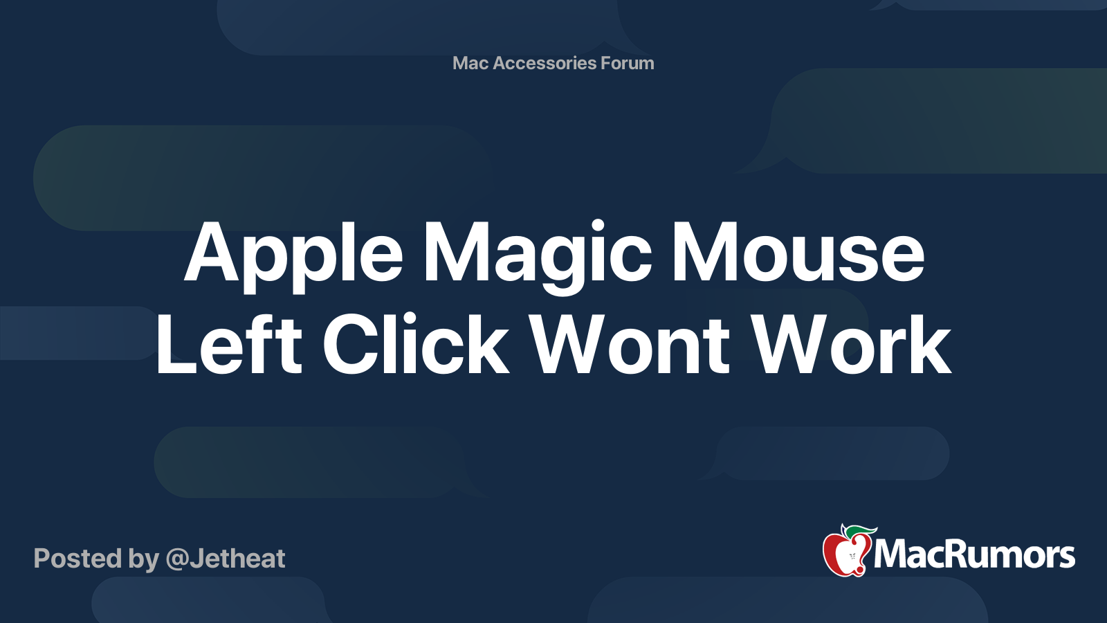 Apple Magic Mouse Left Click Wont Work | MacRumors Forums