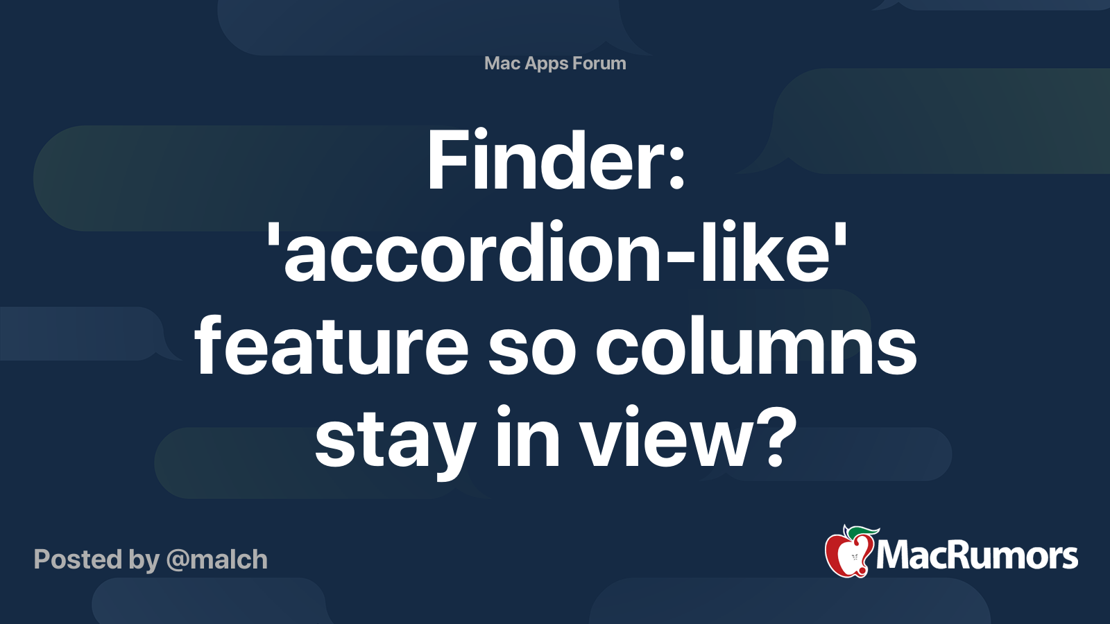 Finder: 'accordion-like' feature so columns stay in view? | MacRumors Forums