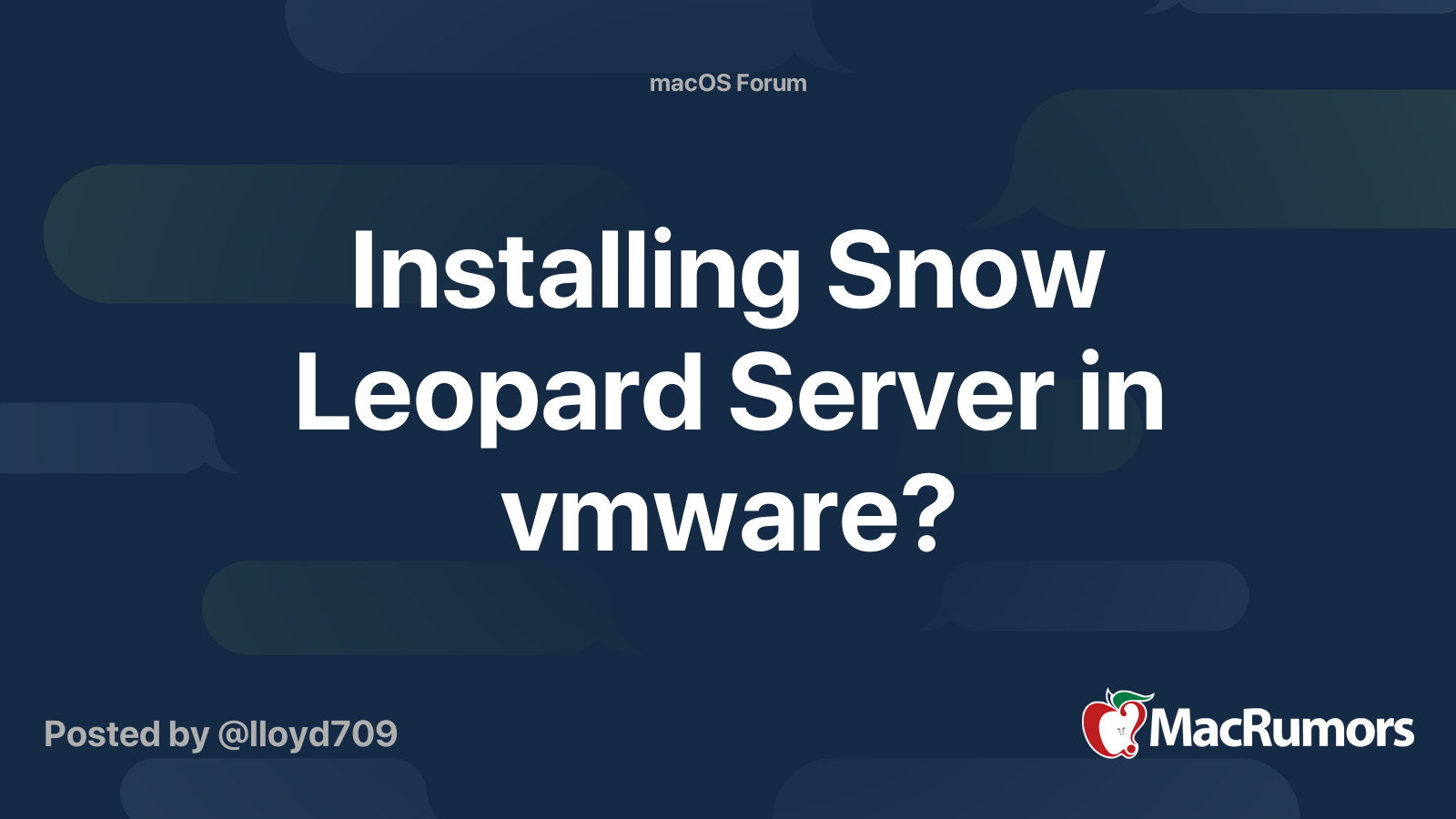 Installing Snow Leopard Server in vmware? | MacRumors Forums