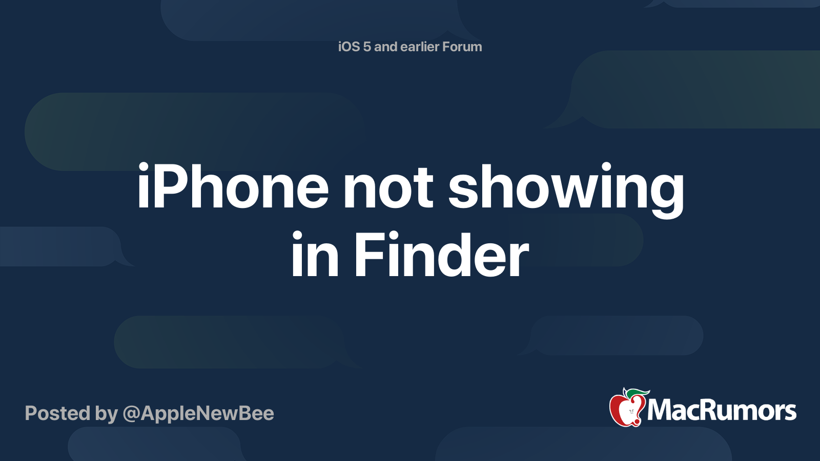 iPhone not showing in Finder | MacRumors Forums