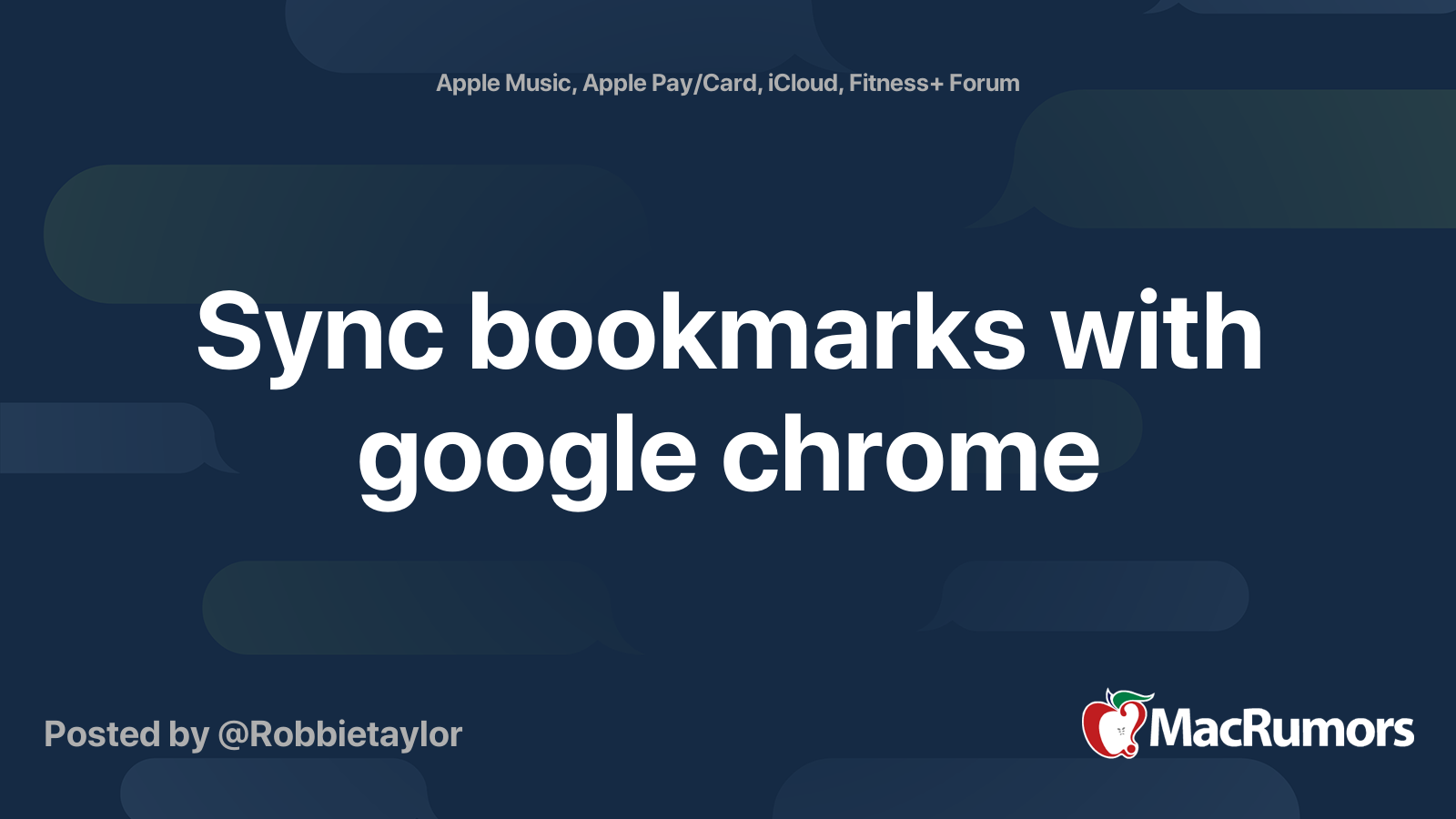 Sync bookmarks with google chrome | MacRumors Forums