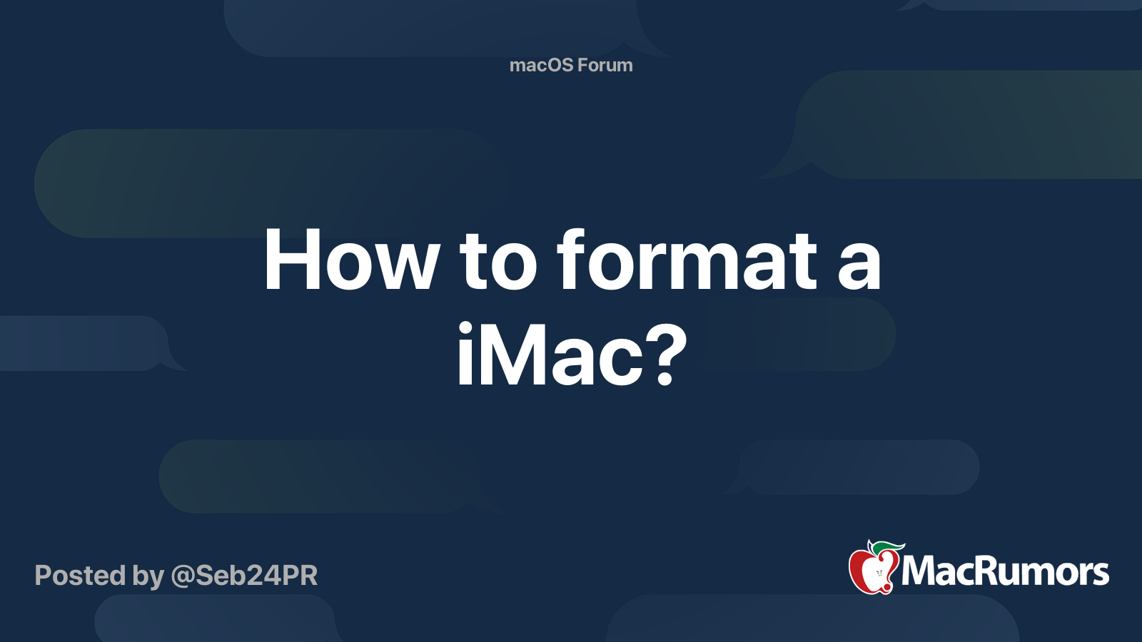 How to format a iMac? | MacRumors Forums