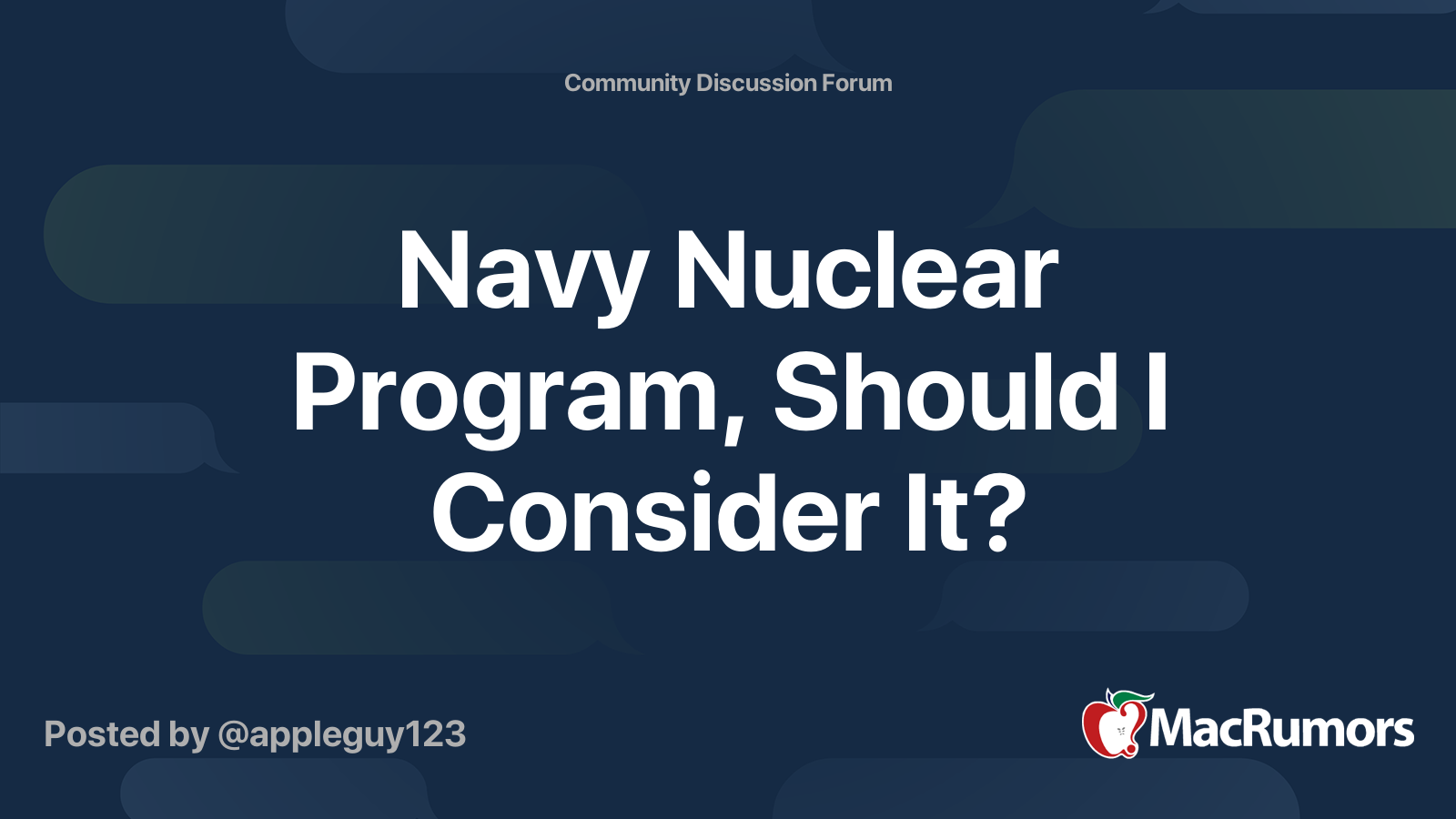Navy Nuclear Program, Should I Consider It? | MacRumors Forums