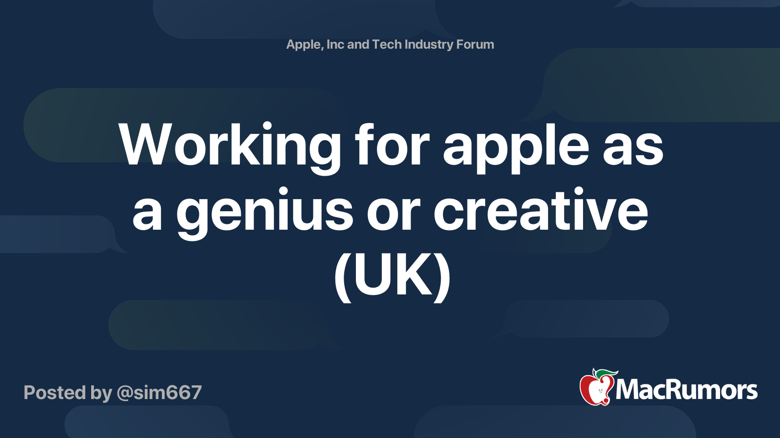 Working for apple as a genius or creative (UK) | MacRumors Forums