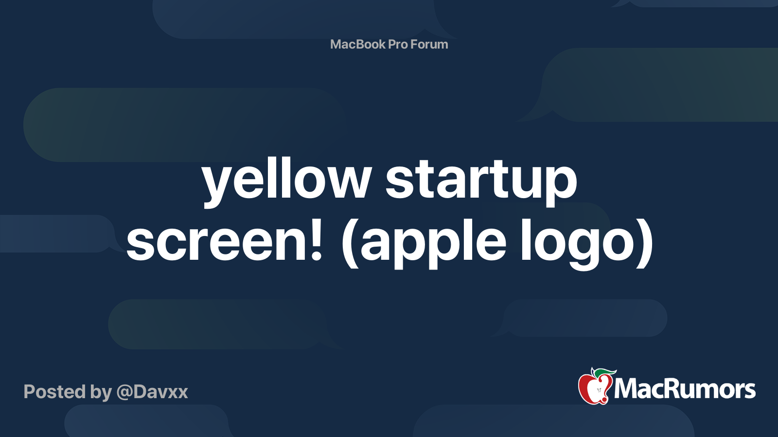 yellow startup screen! (apple logo) | MacRumors Forums