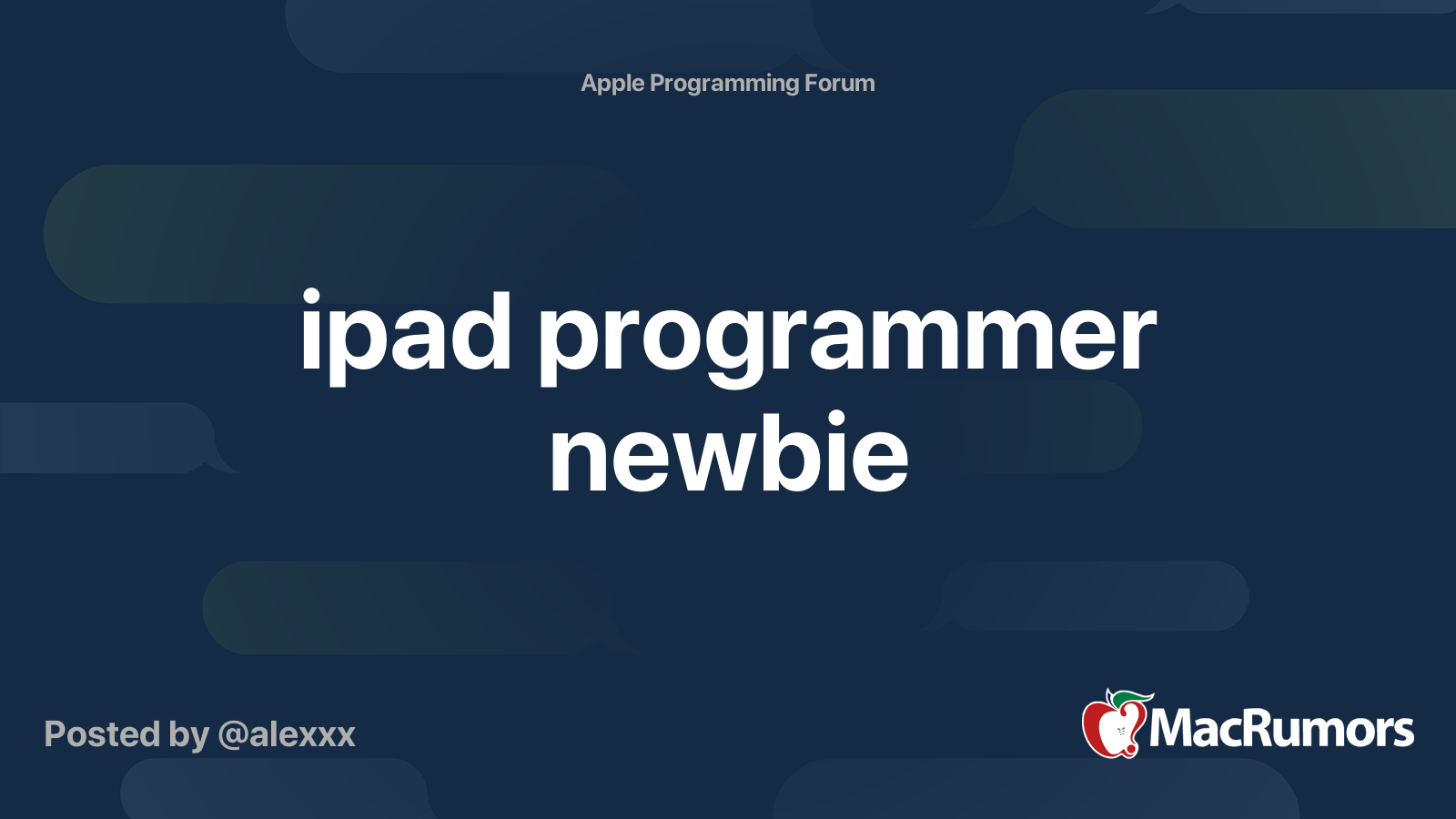 ipad programmer newbie | MacRumors Forums
