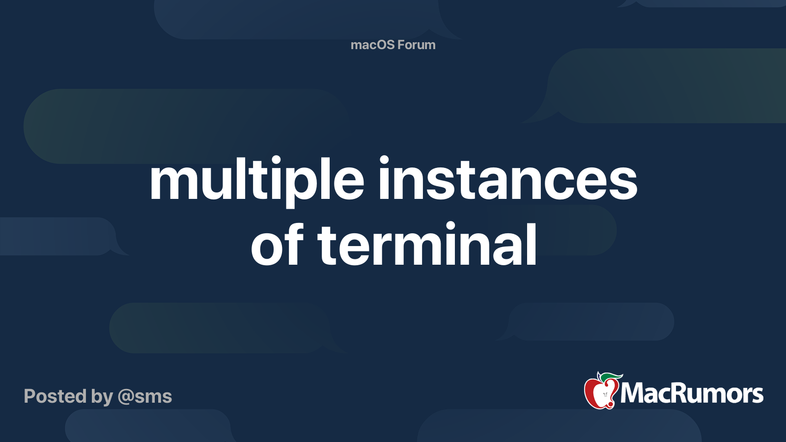 multiple instances of terminal | MacRumors Forums