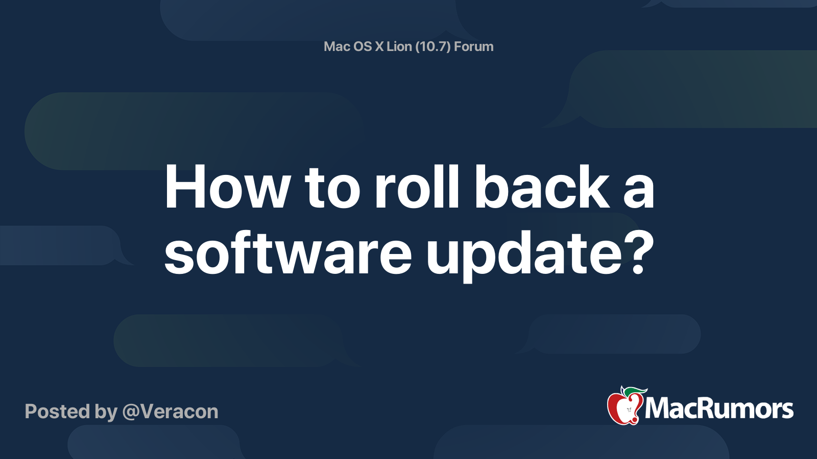 How to roll back a software update? | MacRumors Forums