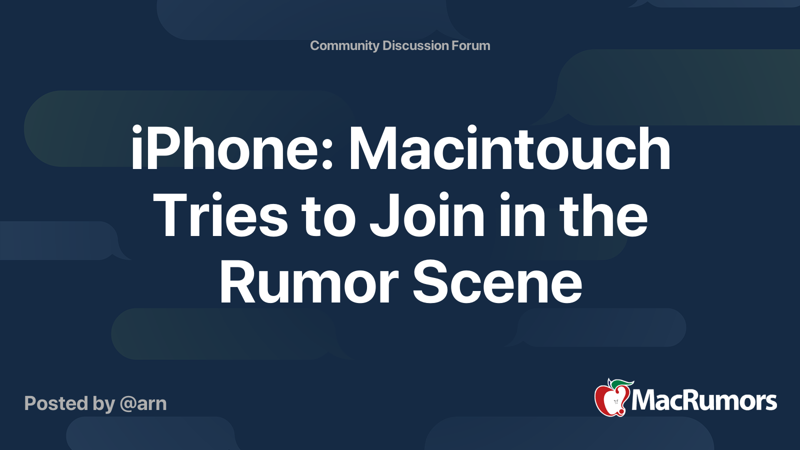 iPhone: Macintouch Tries to Join in the Rumor Scene | MacRumors Forums