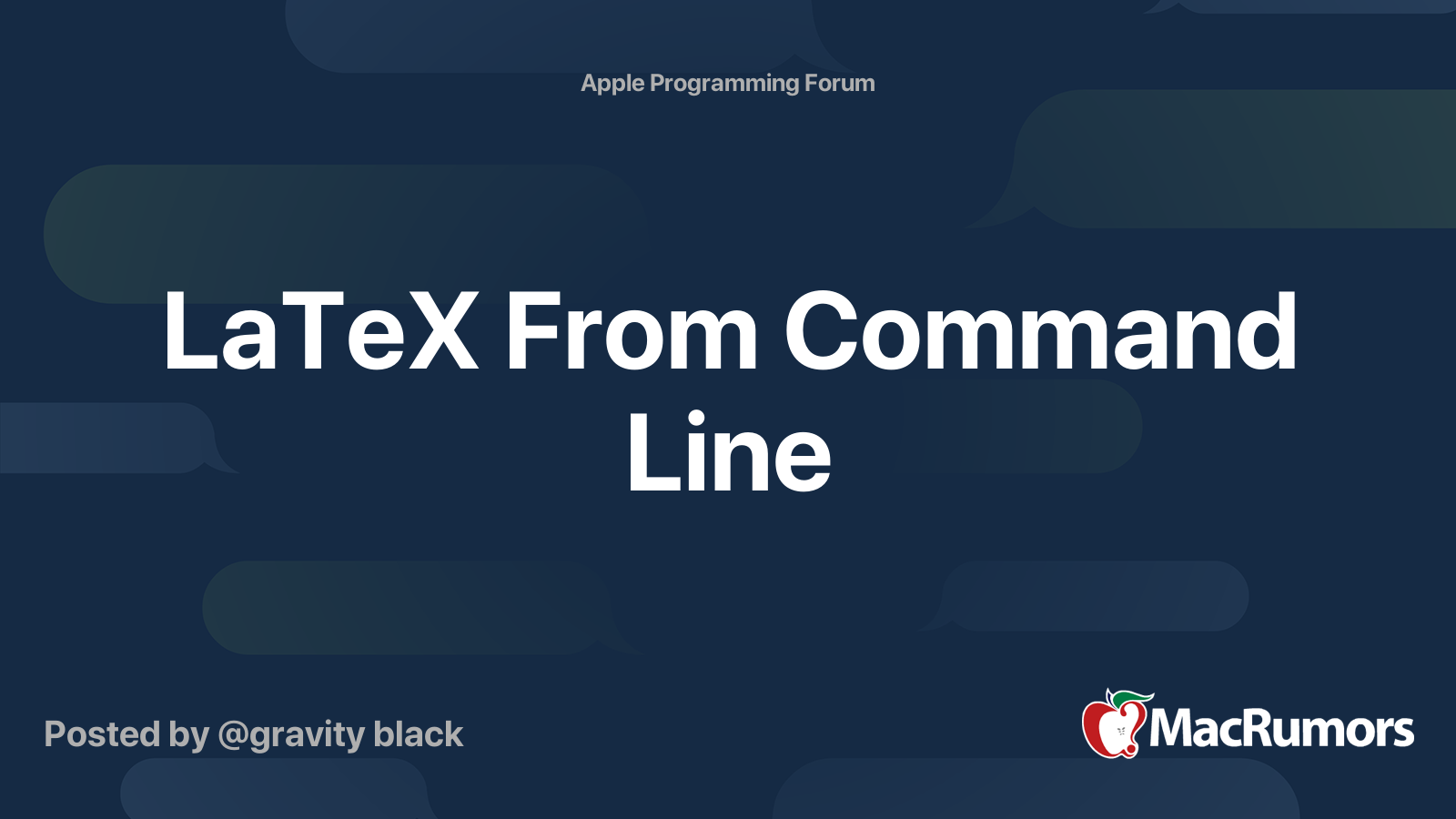 LaTeX From Command Line | MacRumors Forums