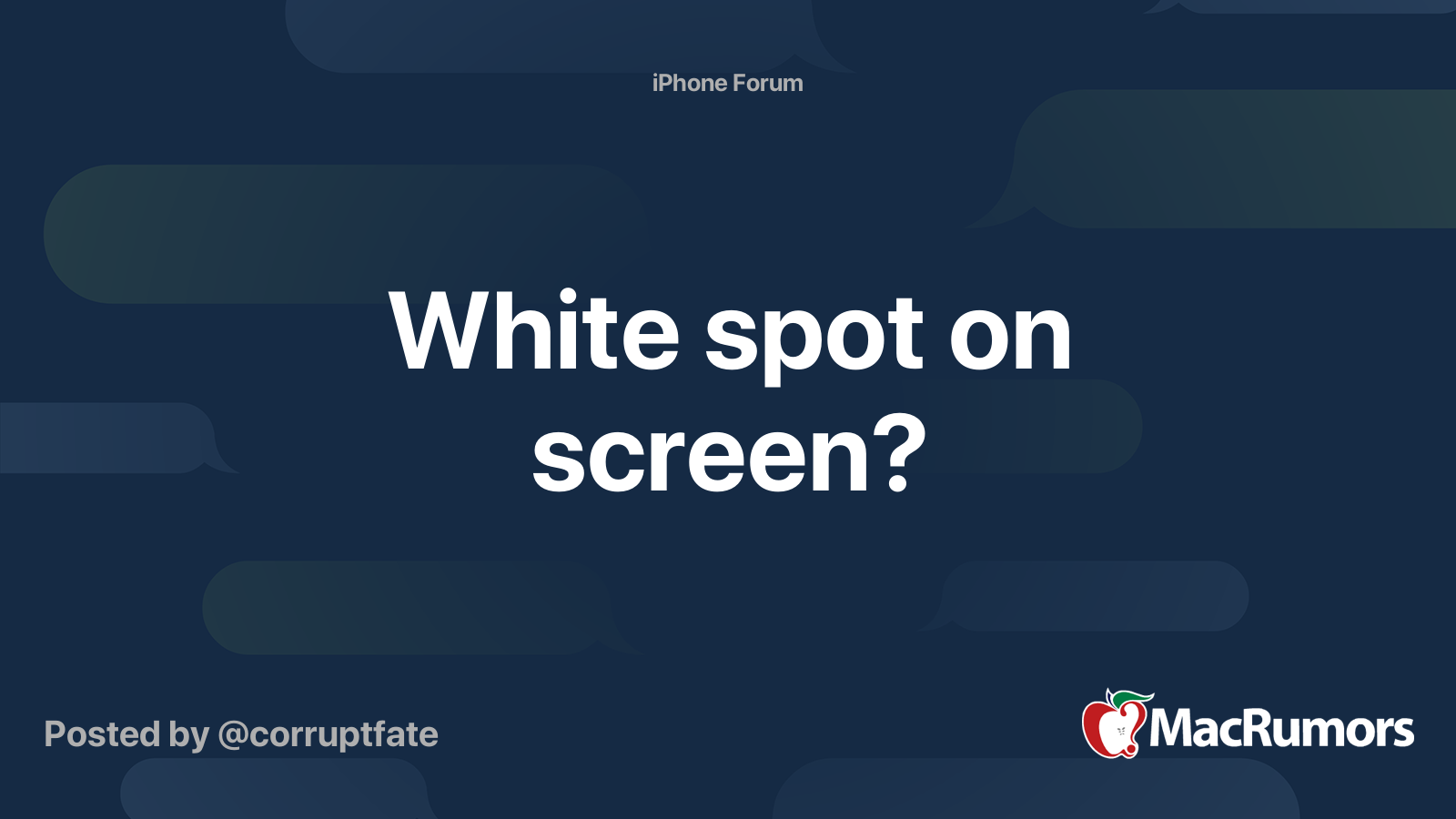 White spot on screen? | MacRumors Forums