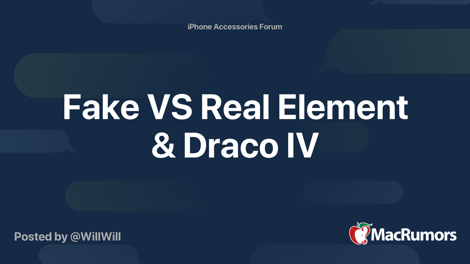 Fake VS Real Element & Draco IV | MacRumors Forums