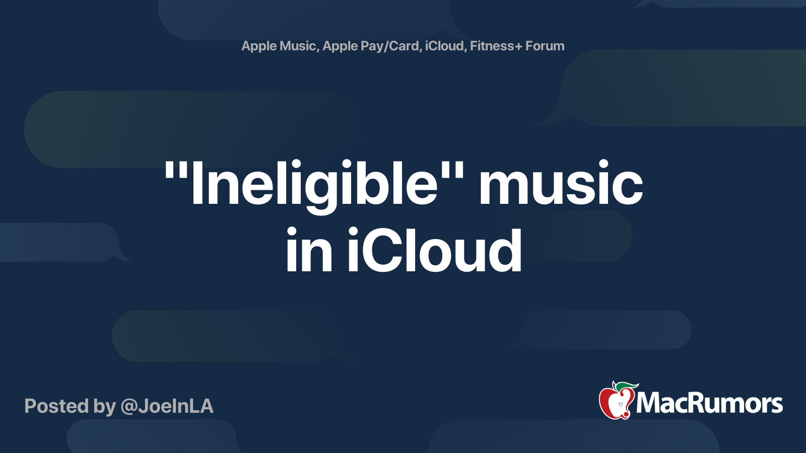 "Ineligible" music in iCloud | MacRumors Forums
