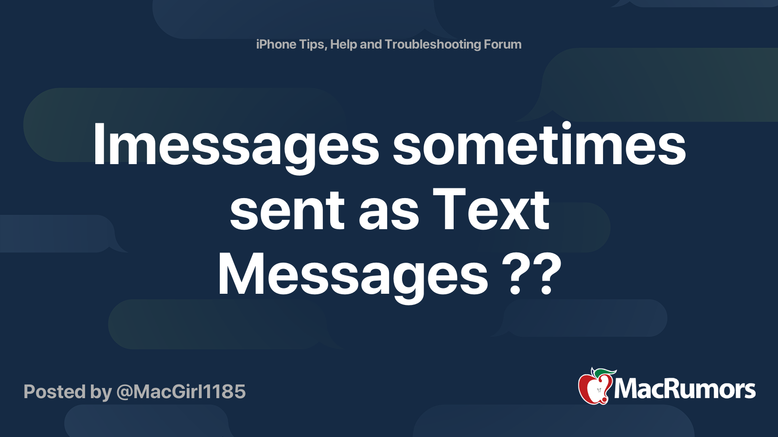 Imessages sometimes sent as Text Messages ?? | MacRumors Forums
