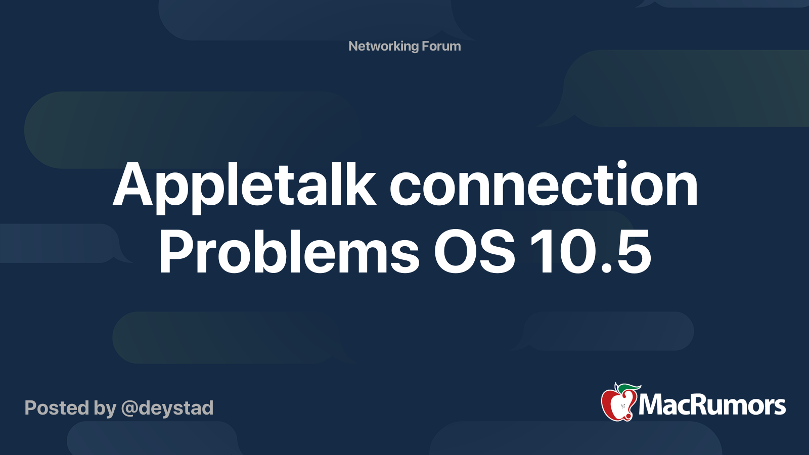 Appletalk connection Problems OS 10.5 | MacRumors Forums