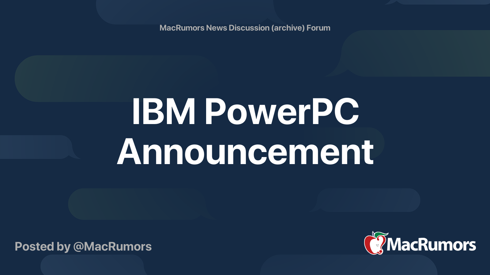 IBM PowerPC Announcement | MacRumors Forums
