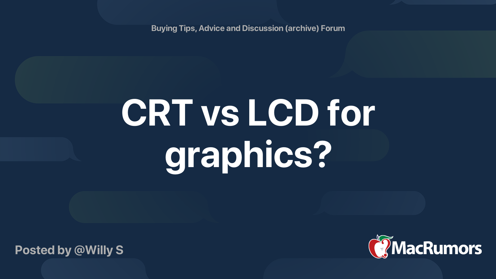 CRT vs LCD for graphics? | MacRumors Forums