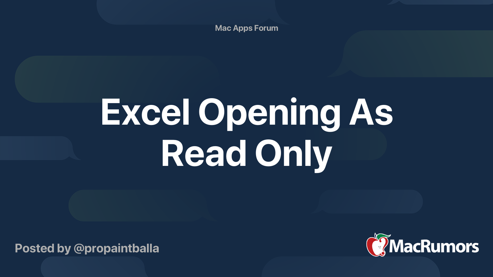 Excel Opening As Read Only | MacRumors Forums