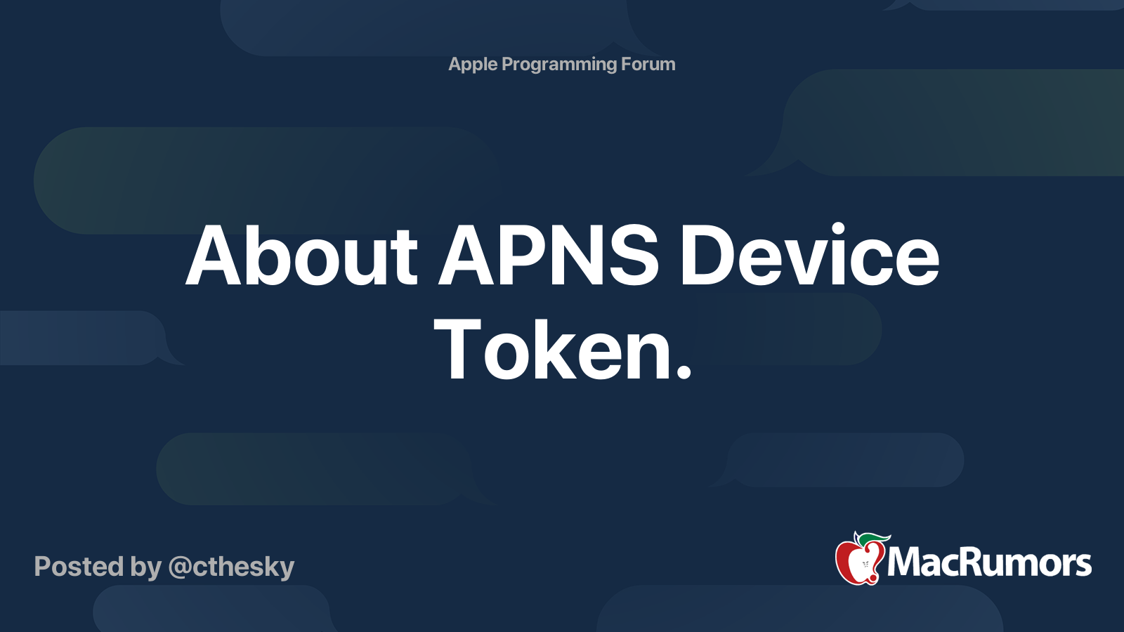 About APNS Device Token. | MacRumors Forums