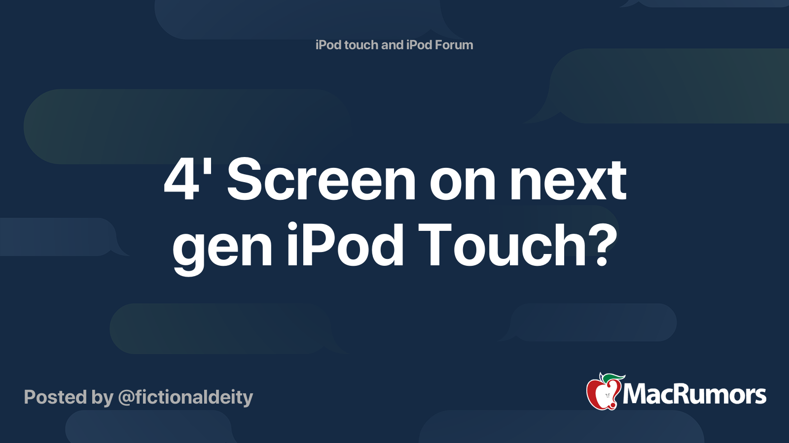 4' Screen on next gen iPod Touch? | MacRumors Forums