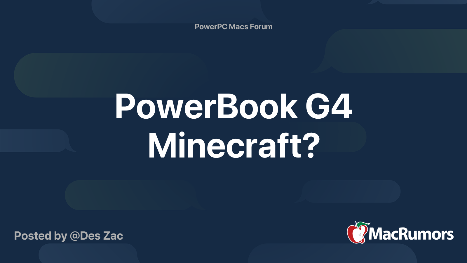 PowerBook G4 Minecraft? | MacRumors Forums
