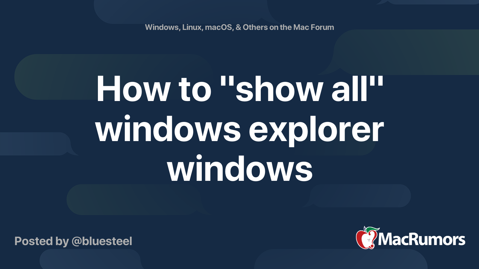 How to "show all" windows explorer windows | MacRumors Forums