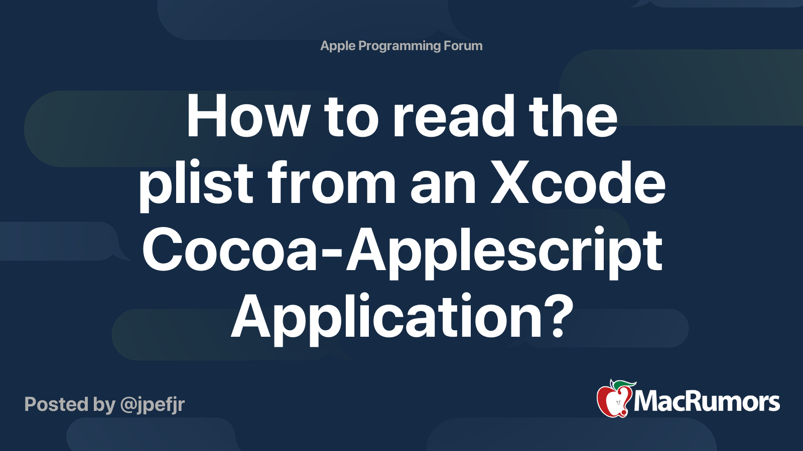 How To Read The Plist From An Xcode Cocoa Applescript Application Macrumors Forums 