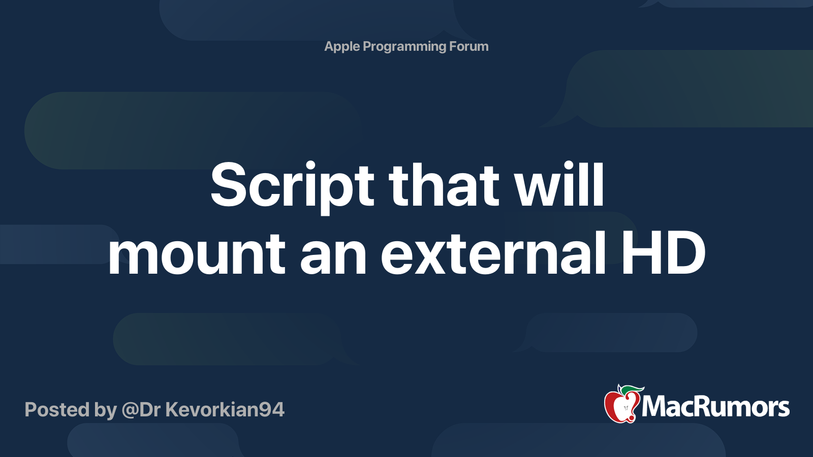 Script that will mount an external HD | MacRumors Forums