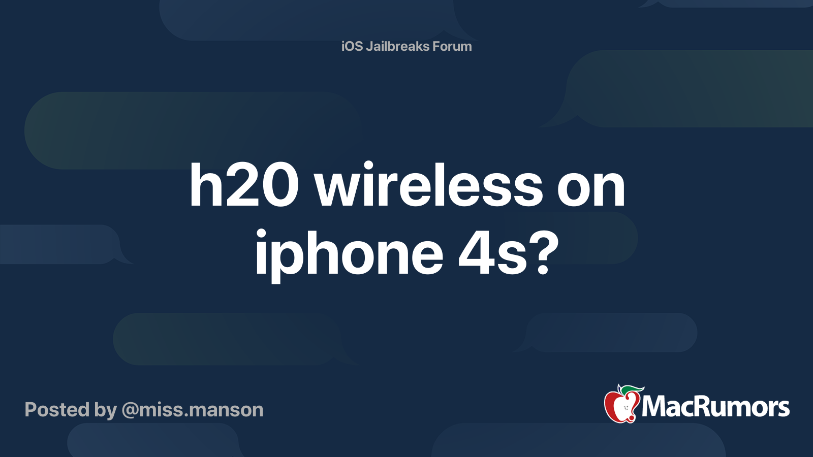 h20 wireless on iphone 4s? | MacRumors Forums