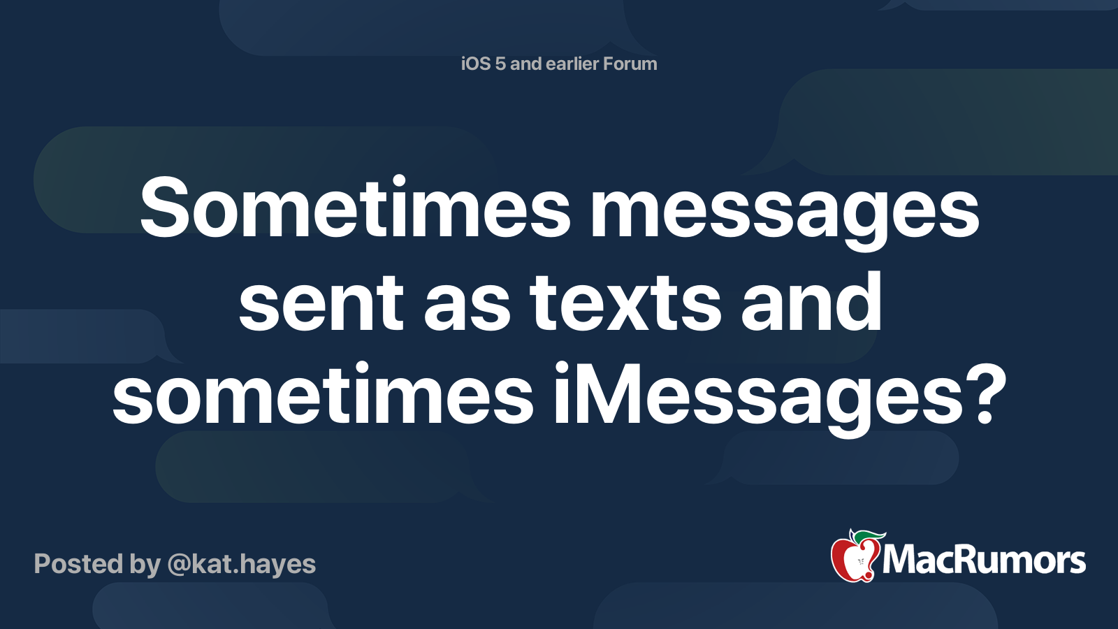 Sometimes messages sent as texts and sometimes iMessages? | MacRumors ...