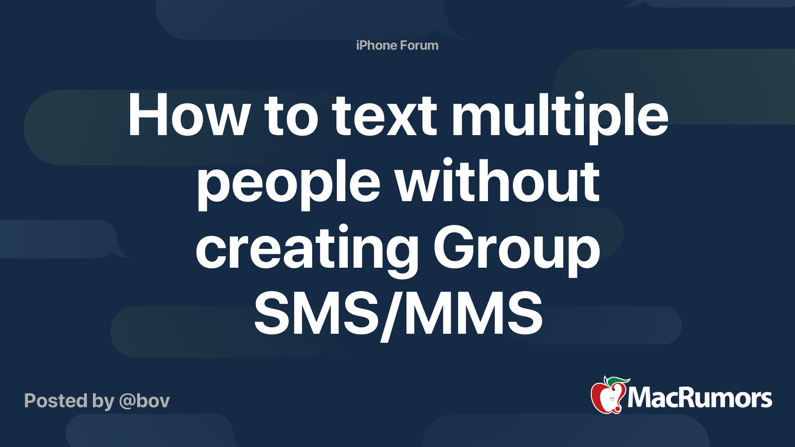 How to text multiple people without creating Group SMS/MMS | MacRumors Forums