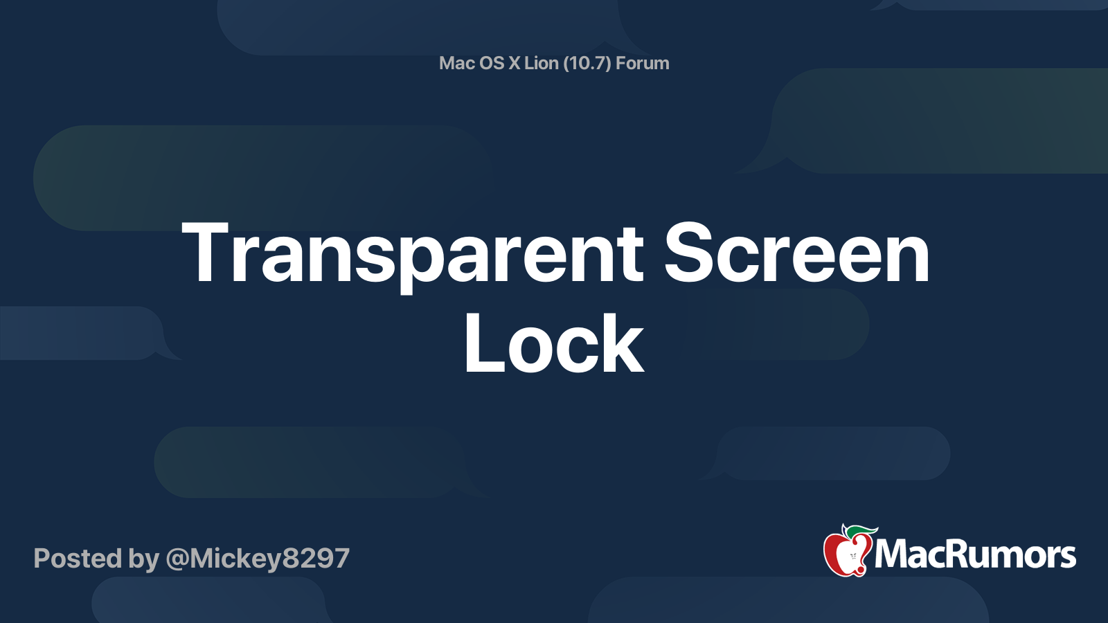 Transparent Screen Lock | MacRumors Forums