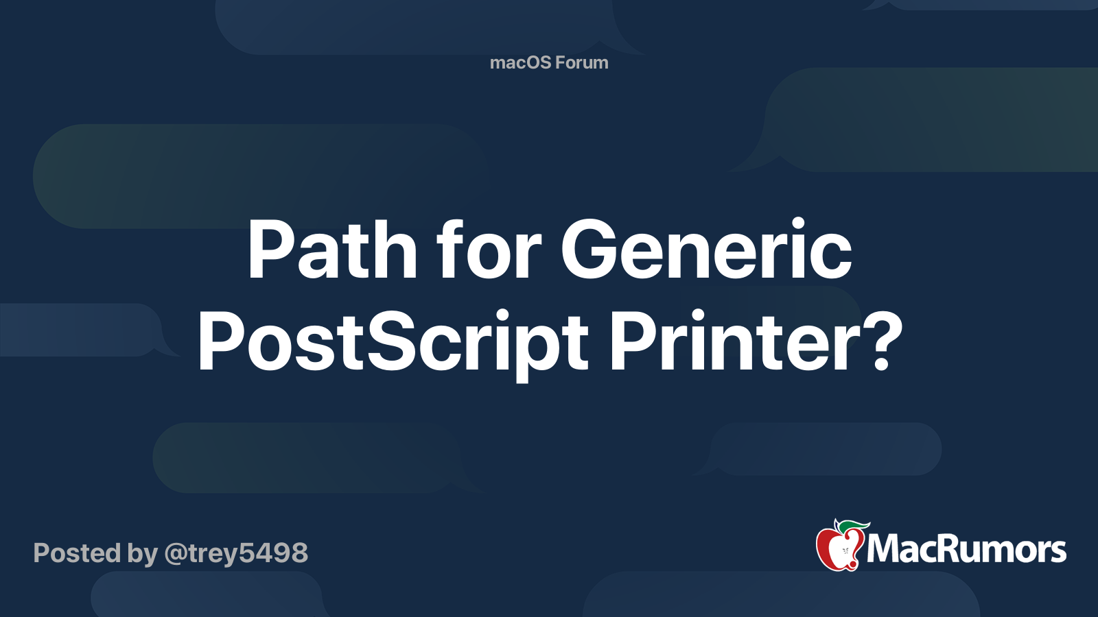 Path for Generic PostScript Printer? | MacRumors Forums