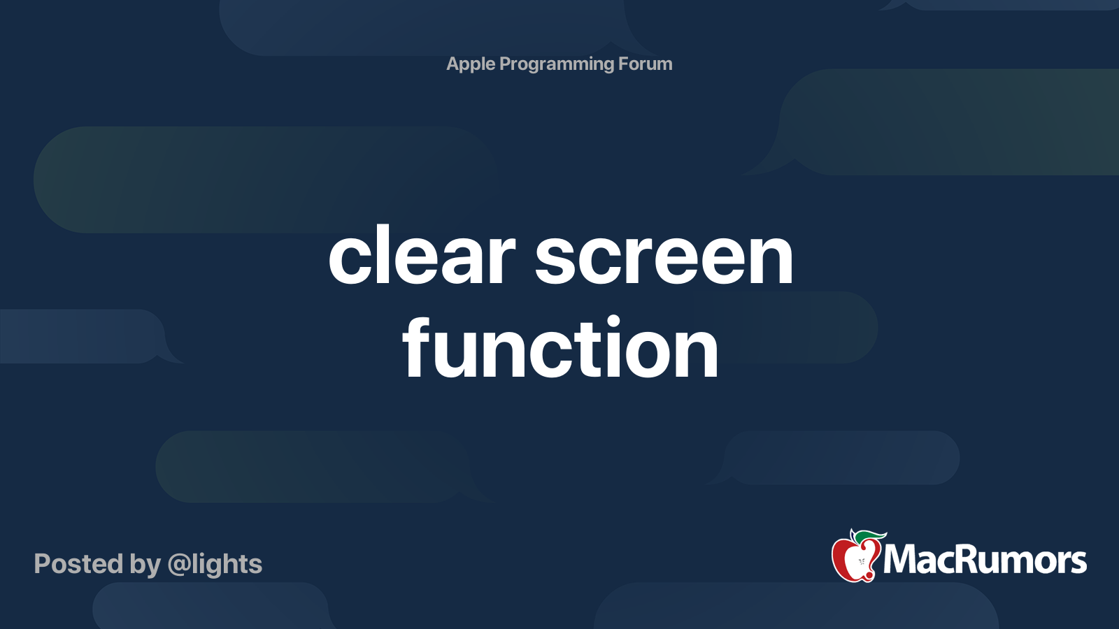 Clear Screen Function Macrumors Forums 5267