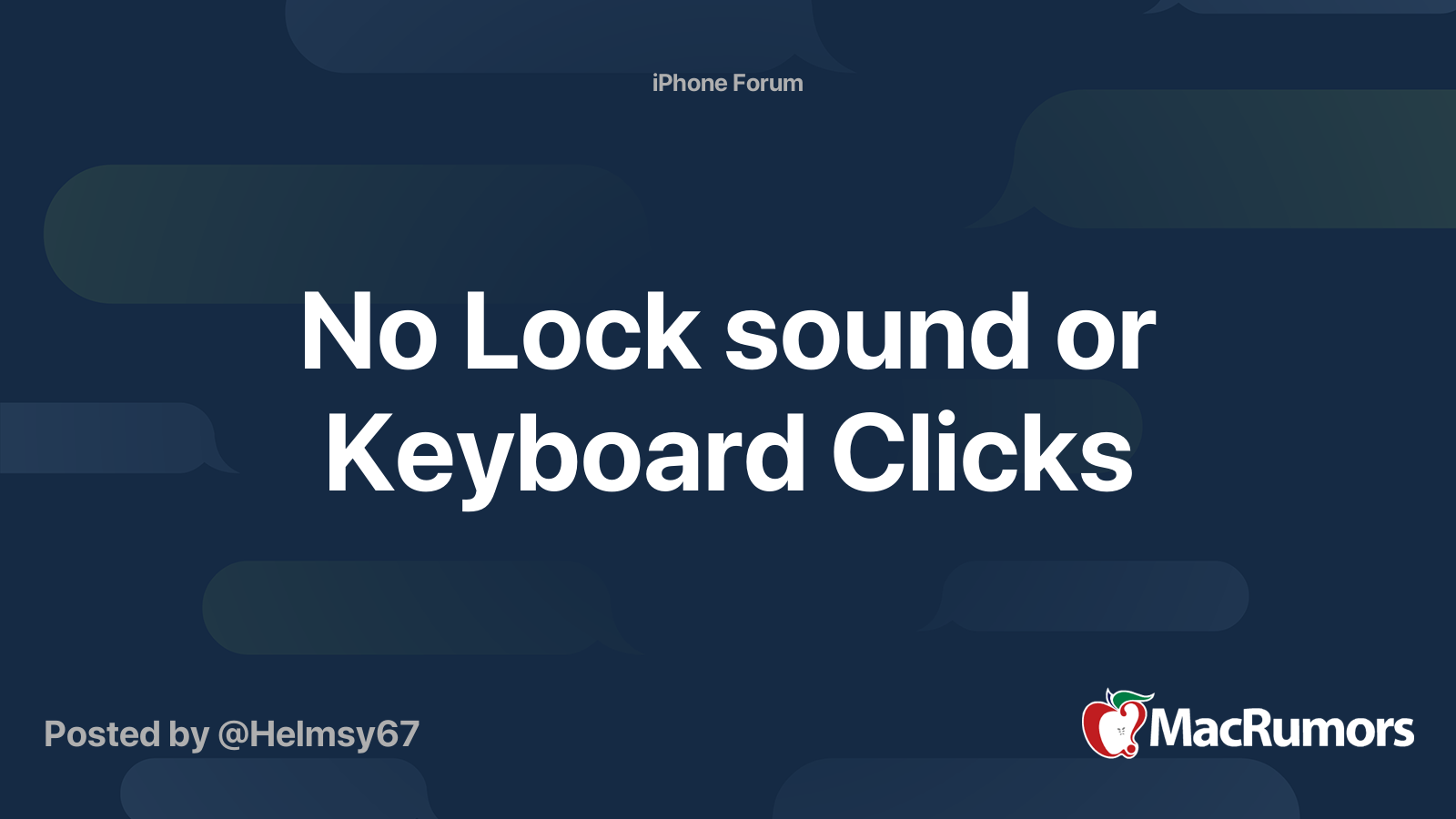 No Lock sound or Keyboard Clicks | MacRumors Forums