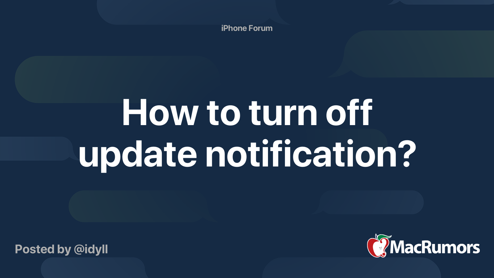 How to turn off update notification? | MacRumors Forums