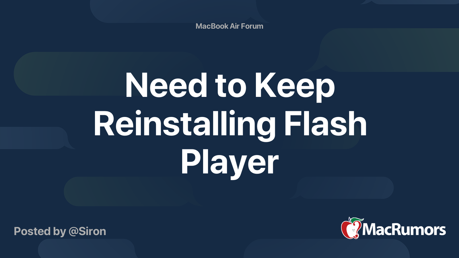 Need to Keep Reinstalling Flash Player | MacRumors Forums