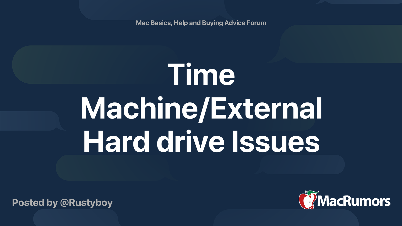Time Machine/External Hard drive Issues | MacRumors Forums