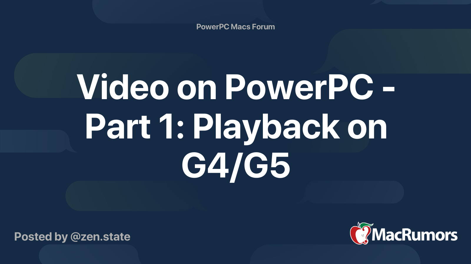 Video on PowerPC - Part 1: Playback on G4/G5 | MacRumors Forums
