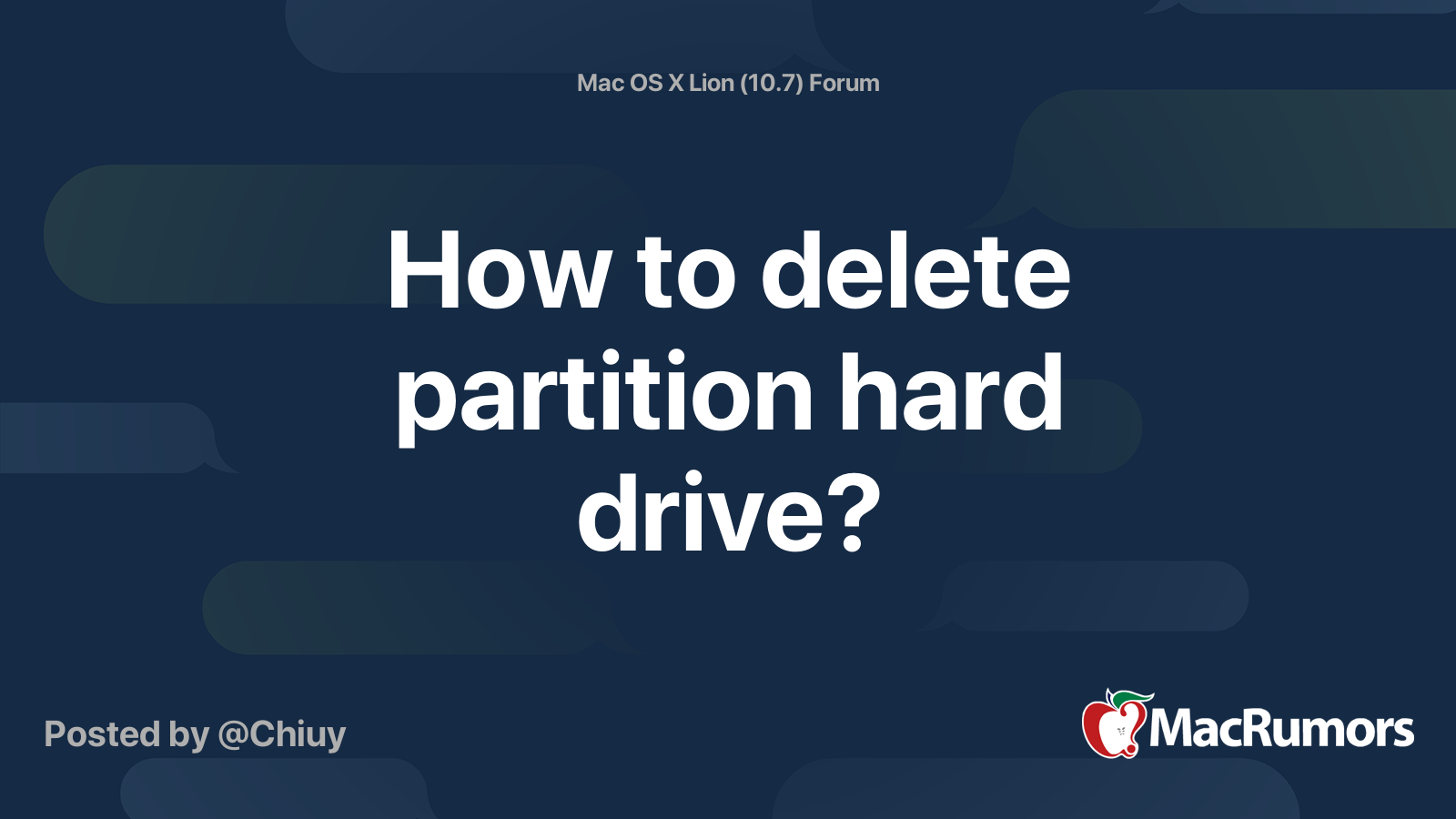 How to delete partition hard drive? | MacRumors Forums