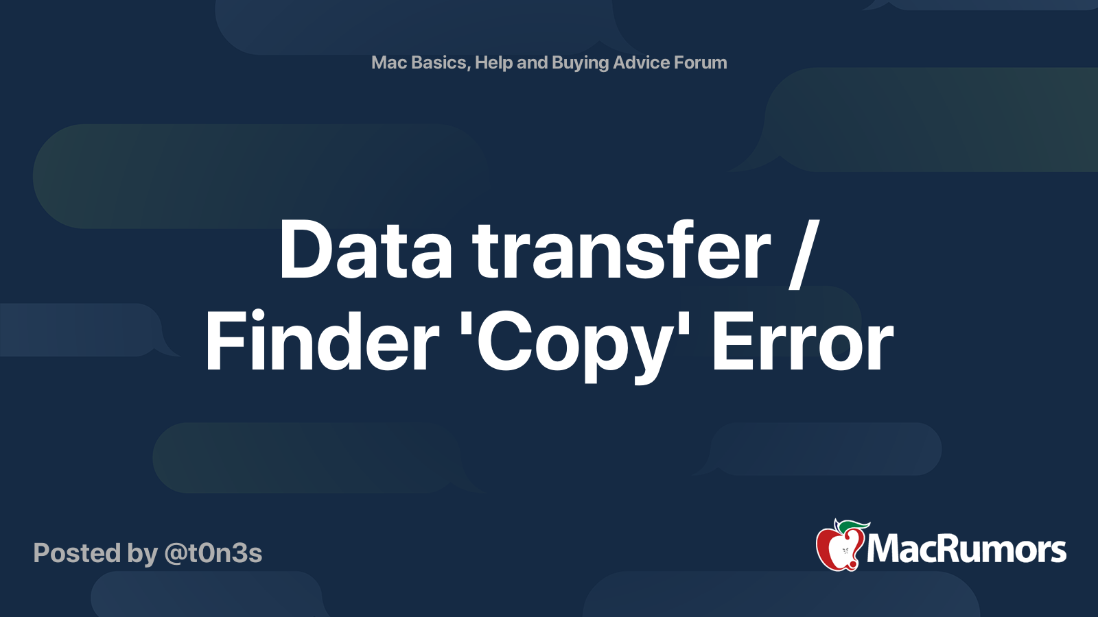 Data transfer / Finder 'Copy' Error | MacRumors Forums