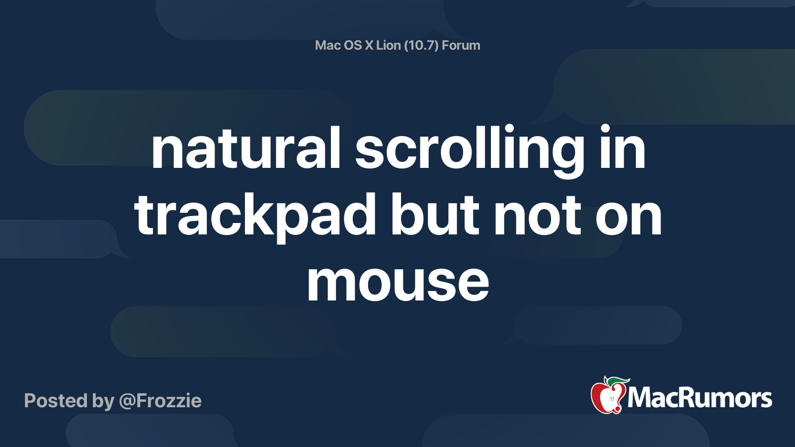 natural scrolling in trackpad but not on mouse | MacRumors Forums