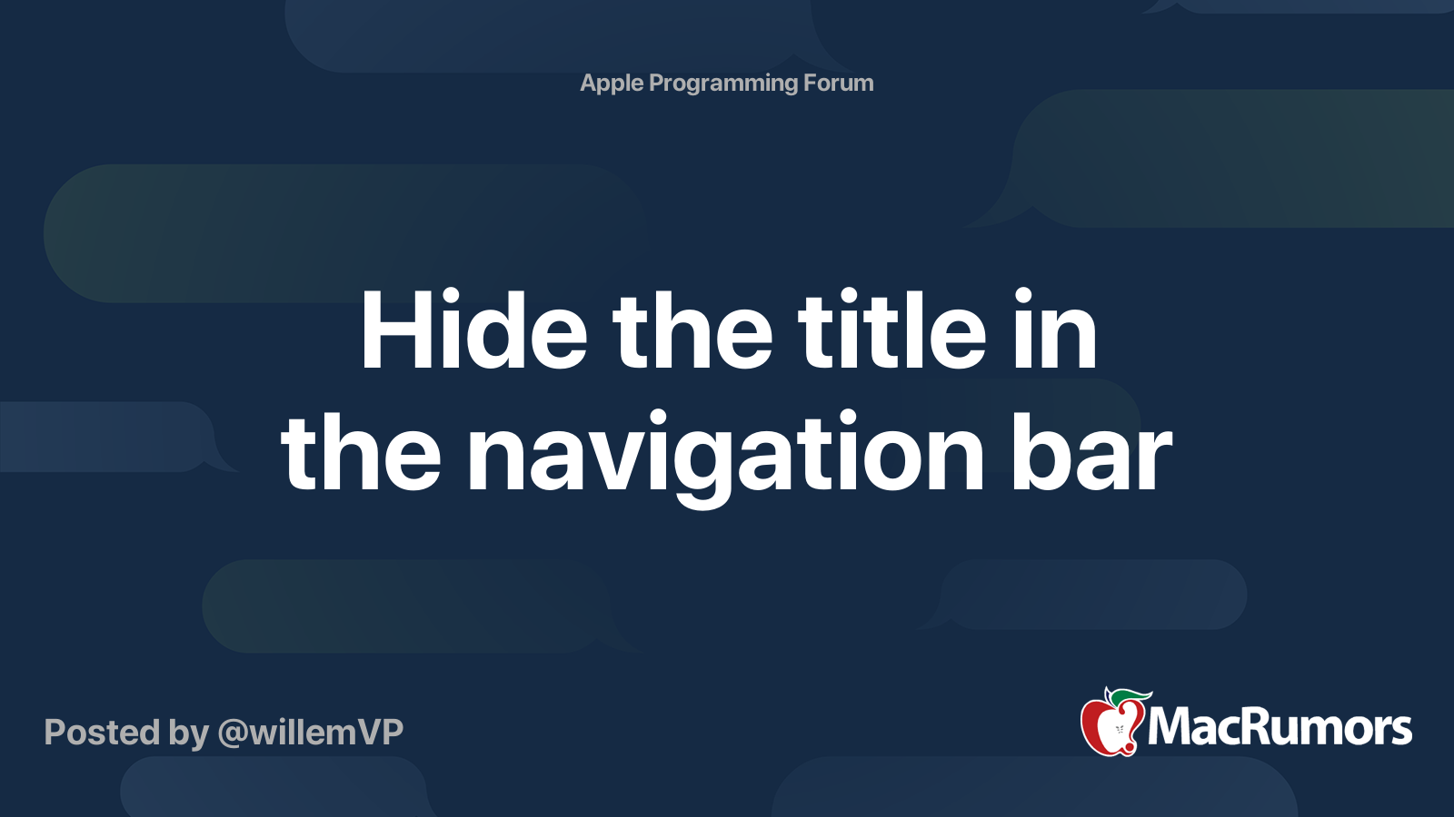 Hide the title in the navigation bar | MacRumors Forums