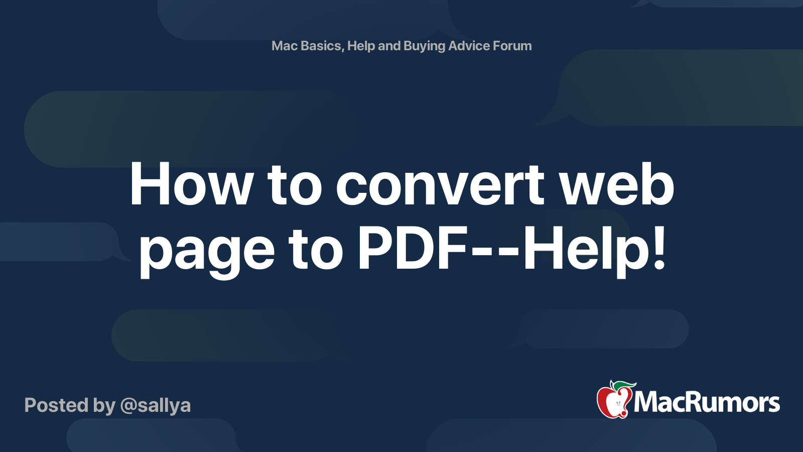 How to convert web page to PDF--Help! | MacRumors Forums
