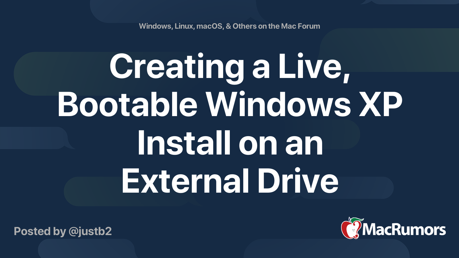 Creating a Live, Bootable Windows XP Install on an External Drive | MacRumors Forums