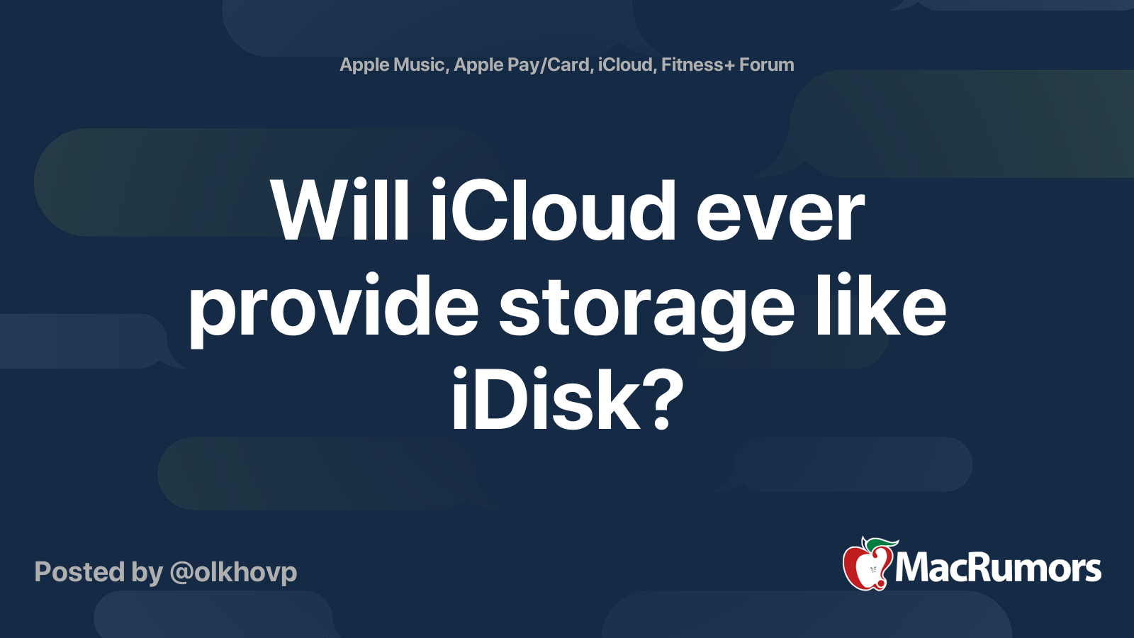 Will iCloud ever provide storage like iDisk? | MacRumors Forums