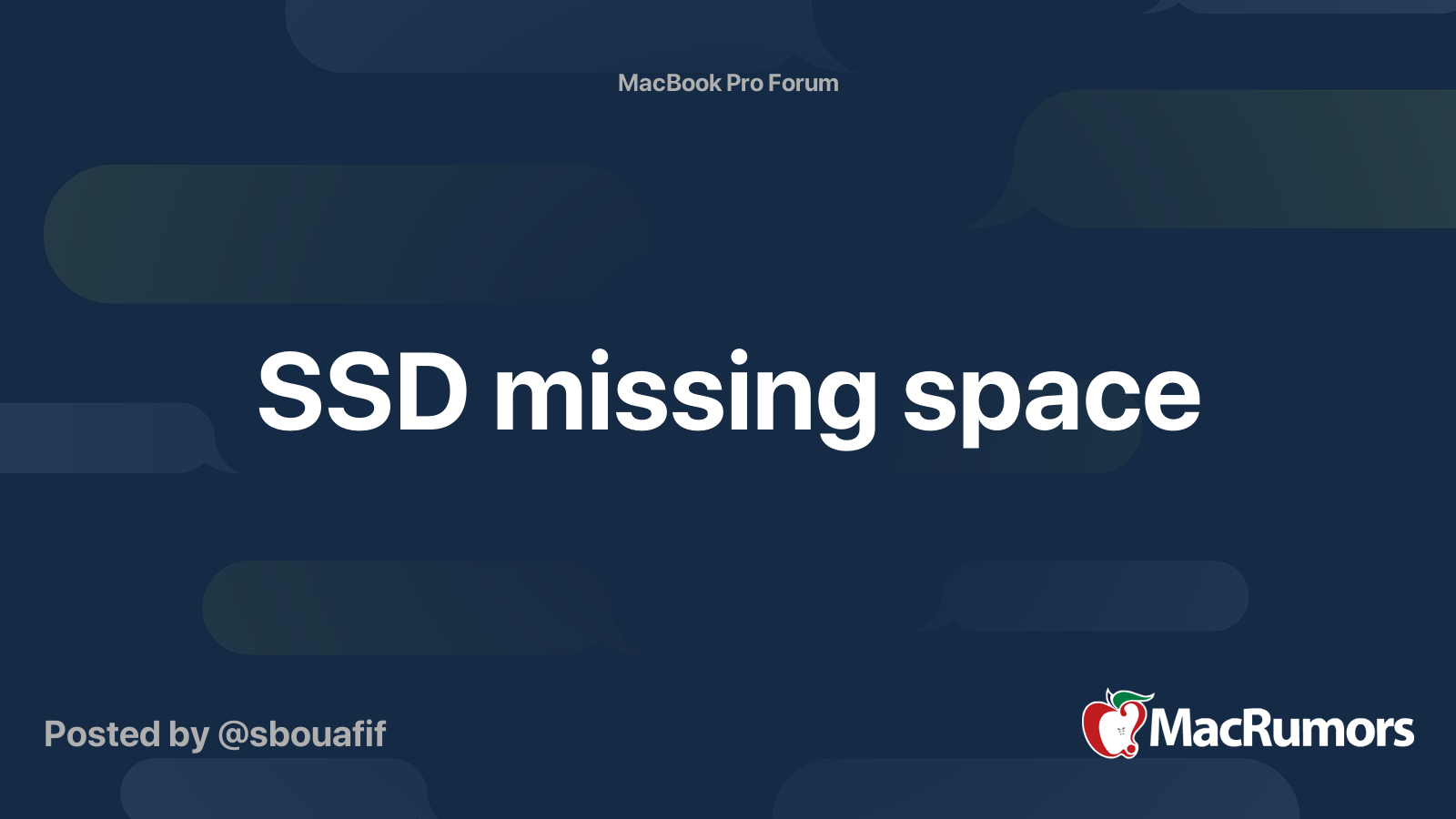 SSD missing space | MacRumors Forums